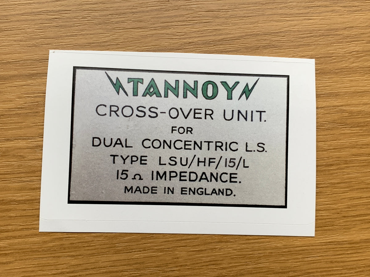 One TANNOY label for LSU/HF/12/L or LSU/HF/15/L for Reds & Silvers cro ...