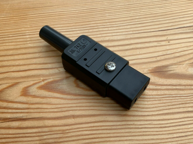 IEC C9 mains connector uniquely RE-WIREABLE, OPEN-ABLE screw fixing RE ...